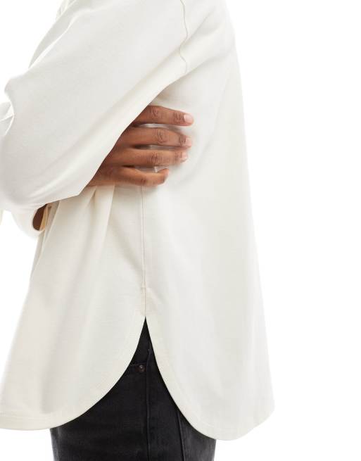 ASOS DESIGN oversized heavyweight stepped hem long sleeve t-shirt in ...