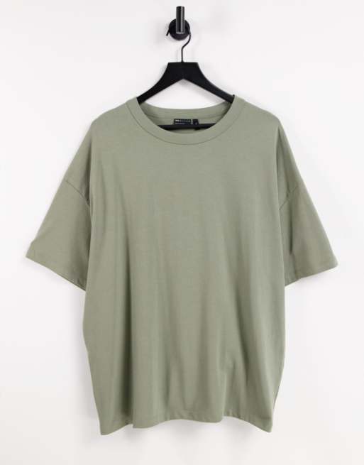 Asos Design Oversized Heavyweight T Shirt In Khaki Mgreen Asos