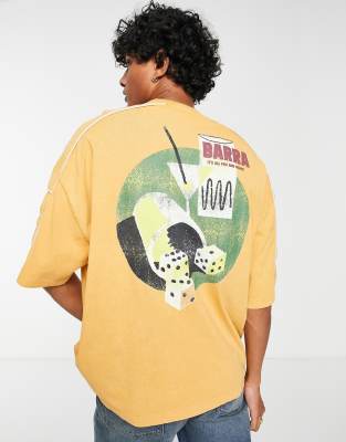 ASOS DESIGN oversized heavyweight t-shirt in washed mustard yellow with ...
