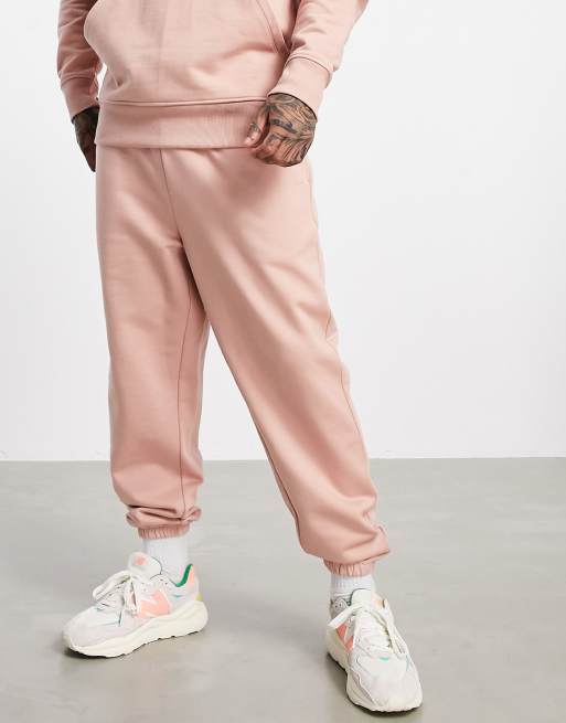 Asos Design Oversized Heavyweight Trackies In Pink Part Of A Set