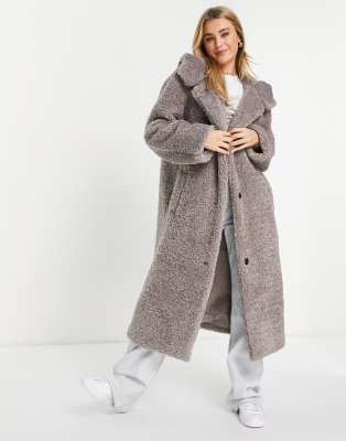 ASOS DESIGN oversized hooded borg coat in grey | ASOS