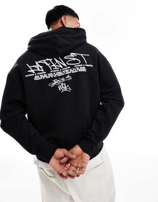 ASOS DESIGN oversized hoodie with graffiti prints in black | ASOS