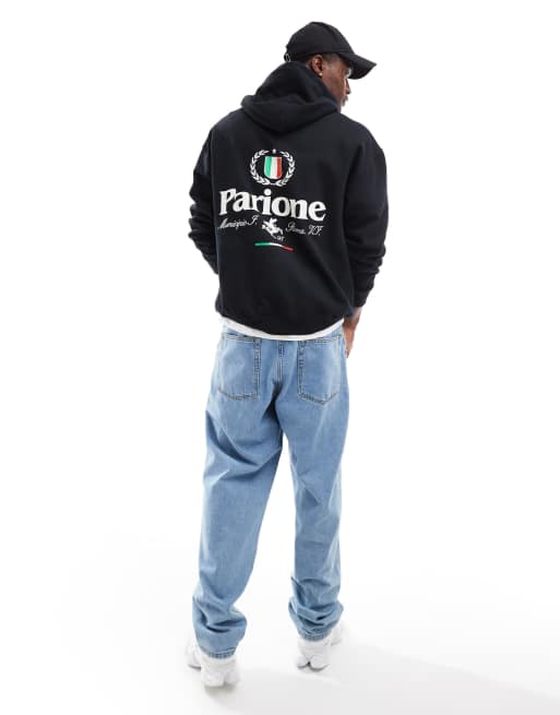ASOS DESIGN oversized hoodie with italia print in black | ASOS