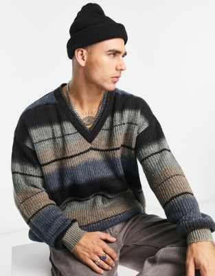 ASOS DESIGN oversized jumper in plush ombre stripe | ASOS