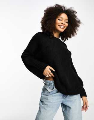 ASOS DESIGN oversized jumper with crew neck in black | ASOS