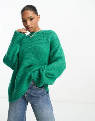 ASOS DESIGN oversized jumper with crew neck in green | ASOS