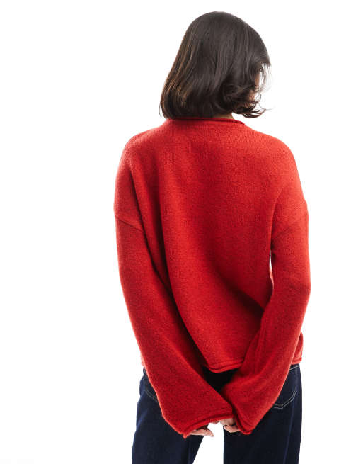 ASOS DESIGN oversized knit sweater in red | ASOS