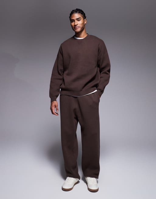 ASOS DESIGN oversized knitted joggers in brown | ASOS