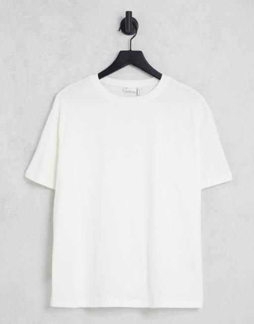 ASOS DESIGN oversized long line T-shirt in cream | ASOS