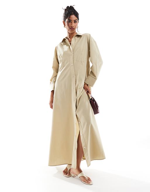 ASOS DESIGN - Oversized maxi-overhemdjurk met dubbele taillenaad in ... ASOS DESIGN - Oversized maxi-overhemdjurk met dubbele taillenaad in ...