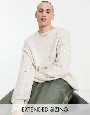ASOS DESIGN oversized neppy yarn sweater in oatmeal | ASOS