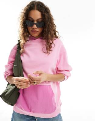 ASOS DESIGN oversized nylon hoodie in pink | ASOS