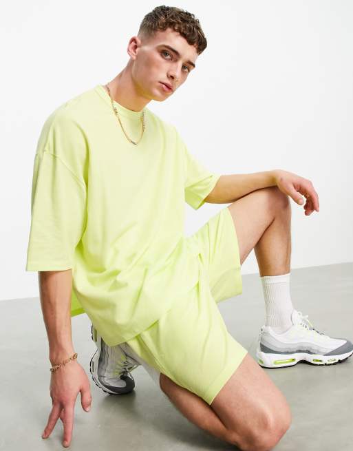 Asos Design Oversized Pique T Shirt With Half Sleeve And Side Splits In