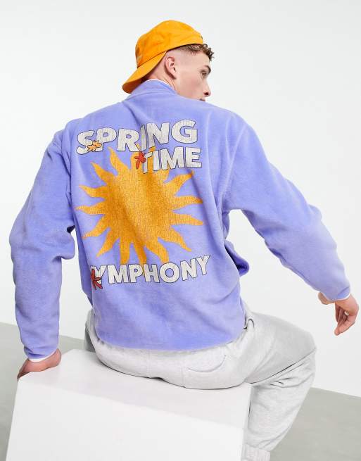 Asos Design Oversized Polar Fleece Half Zip Sweatshirt With Multi