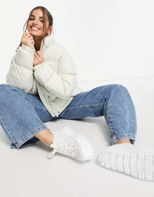 ASOS DESIGN oversized puffer jacket in cream | ASOS