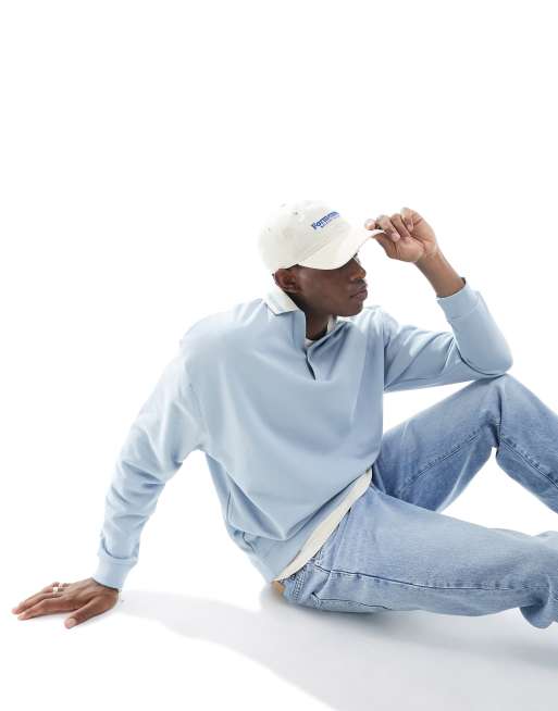 Asos Design Oversized Rugbyshirt Met Polokraag En Gekleurde Randjes