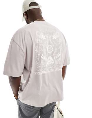 ASOS DESIGN - oversized sart lyserød T-shirt med himmelprint på ryggen ...