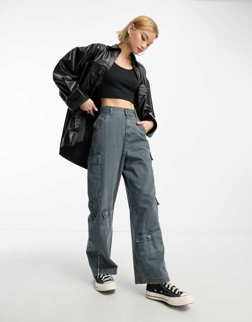 ASOS DESIGN oversized shacket in faux leather in black | ASOS