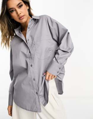 ASOS DESIGN oversized shirt in gray | ASOS