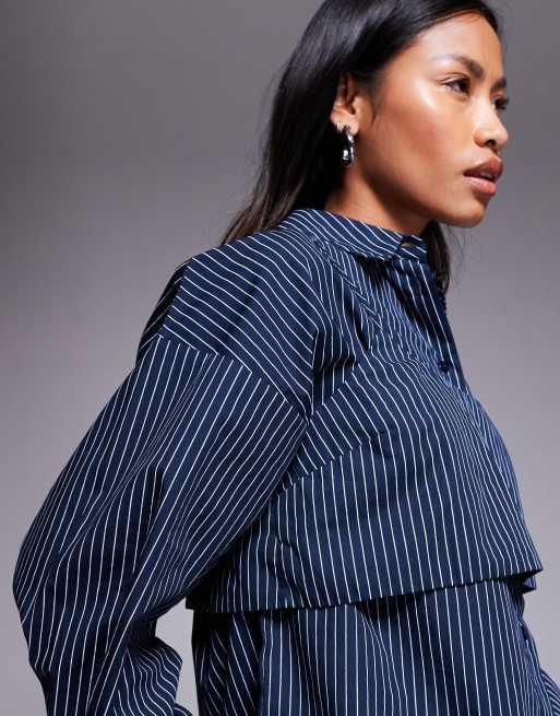 ASOS DESIGN oversized shirt with overlay cami in stripe | ASOS
