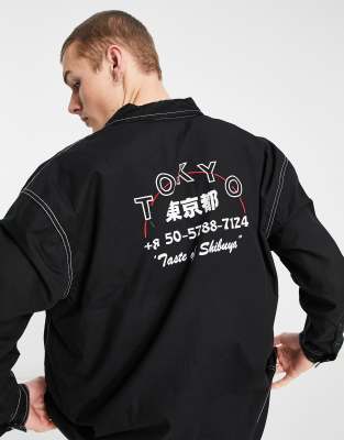 ASOS DESIGN oversized shirt with toyko placement print | ASOS