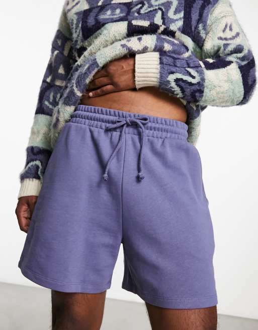 Asos Design Oversized Shorts In Purple With Text Print Asos