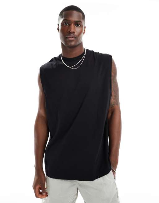 ASOS DESIGN oversized singlet in black with California back print | ASOS