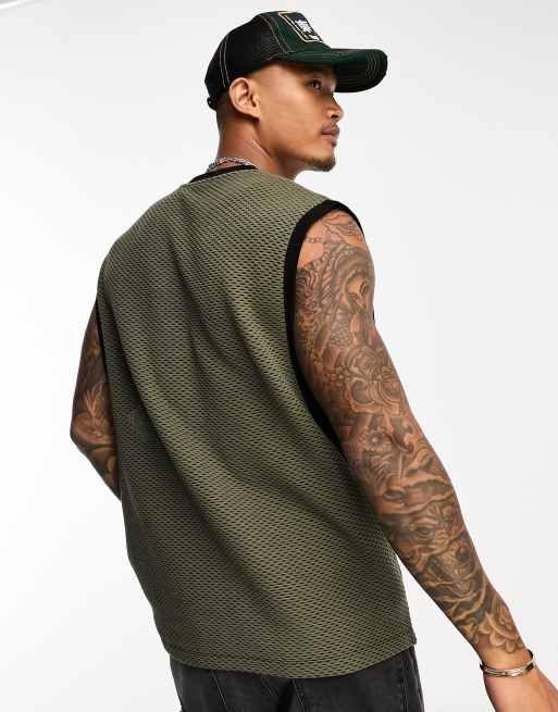 ASOS DESIGN oversized singlet in khaki texture | ASOS