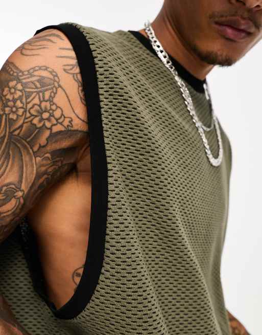 ASOS DESIGN oversized singlet in khaki texture | ASOS