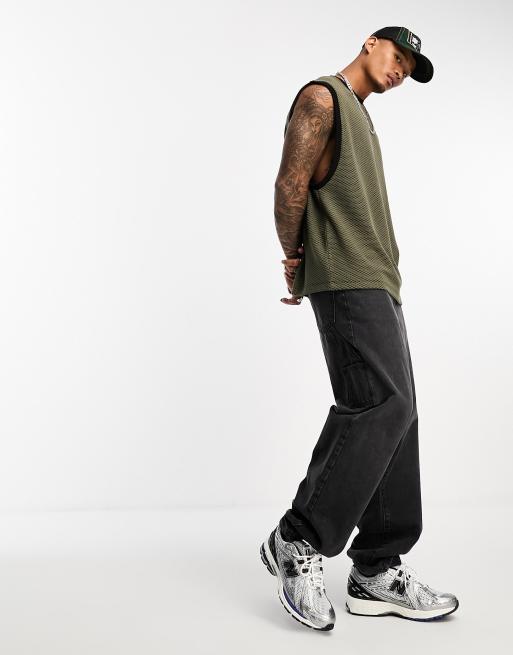 ASOS DESIGN oversized singlet in khaki texture | ASOS