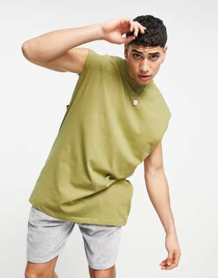 ASOS DESIGN oversized singlet in khaki | ASOS