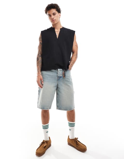 ASOS DESIGN oversized singlet with v-neck in black | ASOS