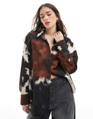 ASOS DESIGN - Oversized skjorte med koprint | ASOS
