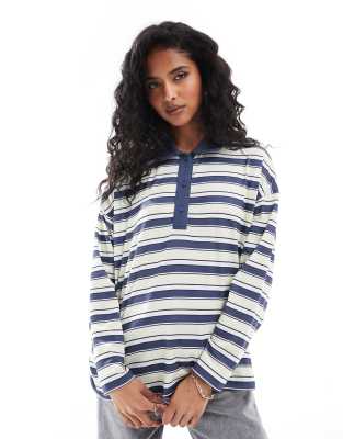 ASOS DESIGN oversized stripe rugby shirt in navy | ASOS