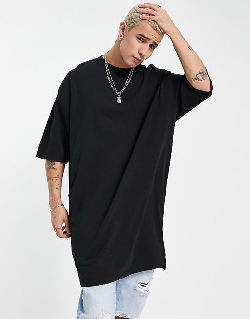 ASOS DESIGN oversized super longline t-shirt in black | ASOS ASOS DESIGN oversized super longline t-shirt in black | ASOS