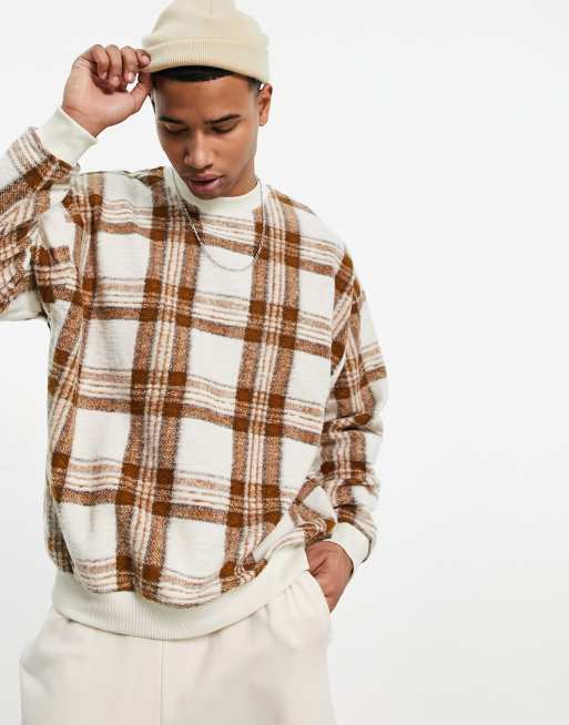 Asos Design Oversized Sweatshirt In Beige Mit Angerauter Struktur Und