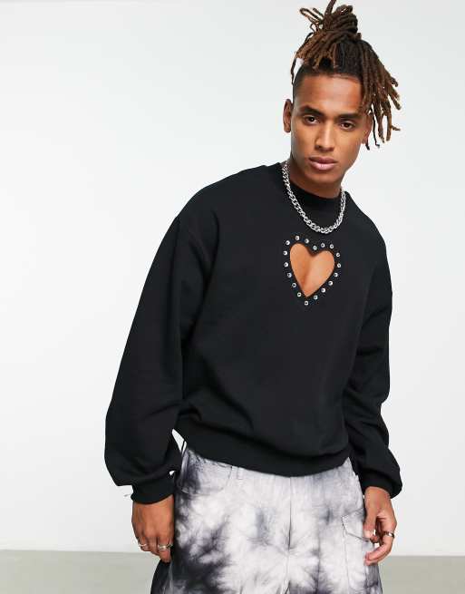 Asos Design Oversized Sweatshirt In Black With Blouson Sleeve And
