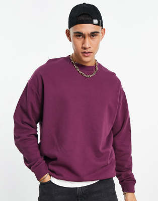 ASOS DESIGN oversized sweatshirt in burgundy | ASOS