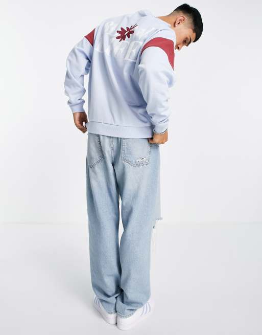 Asos Design Oversized Sweatshirt With Back Print And Colour Block