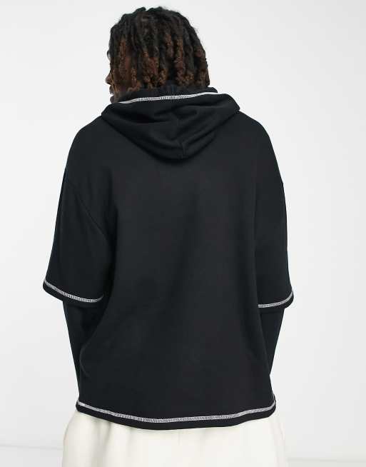 ASOS DESIGN oversized sweatshirt with double layer in black | ASOS