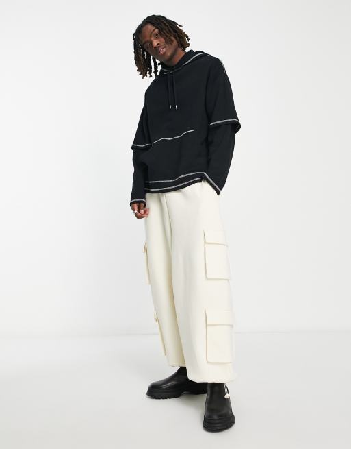 ASOS DESIGN oversized sweatshirt with double layer in black | ASOS