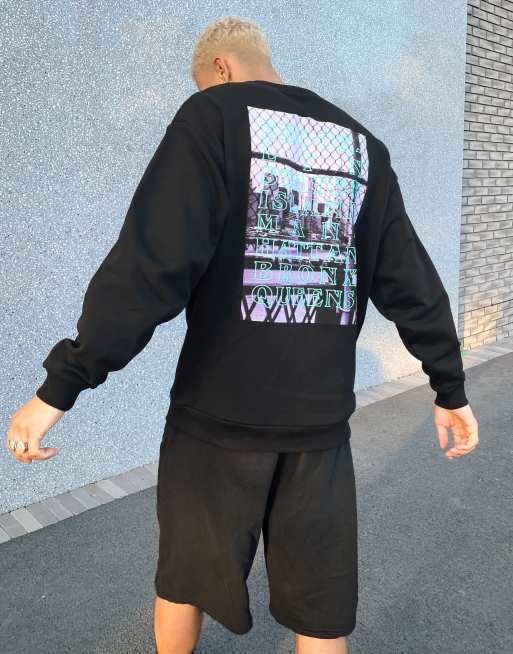 Asos Design Oversized Sweatshirt With Photographic Back Print Asos