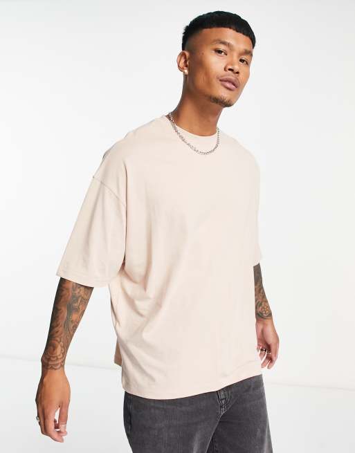 Asos Design Oversized T Shirt In Beige Asos