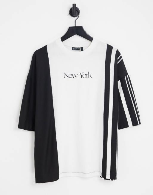 Asos Design Oversized T Shirt In Black And White Colour Block With