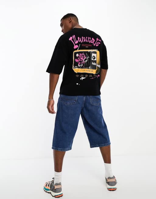 Asos Design Oversized T Shirt In Black With Back Skate Print Asos