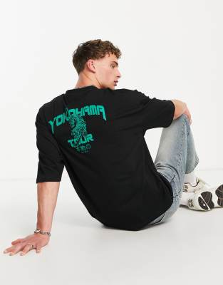 ASOS DESIGN oversized t-shirt in black with tiger back print | ASOS