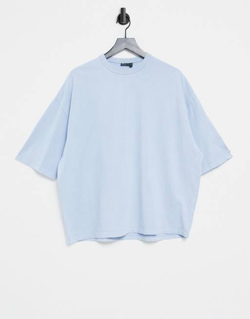 Asos Design Oversized T Shirt In Blue Heavyweight Acid Wash Asos