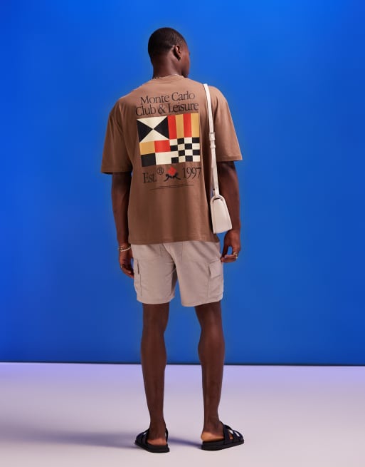 ASOS DESIGN oversized t-shirt in brown with leisure club back print | ASOS