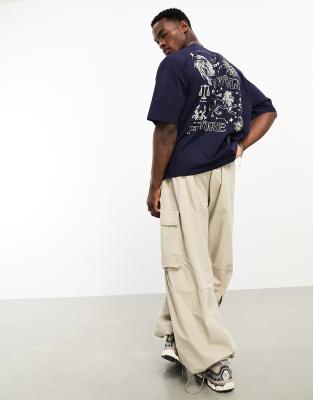 ASOS DESIGN oversized t-shirt in navy with celestial back print | ASOS