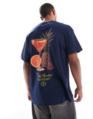 ASOS DESIGN oversized t-shirt in navy with cocktail back print | ASOS
